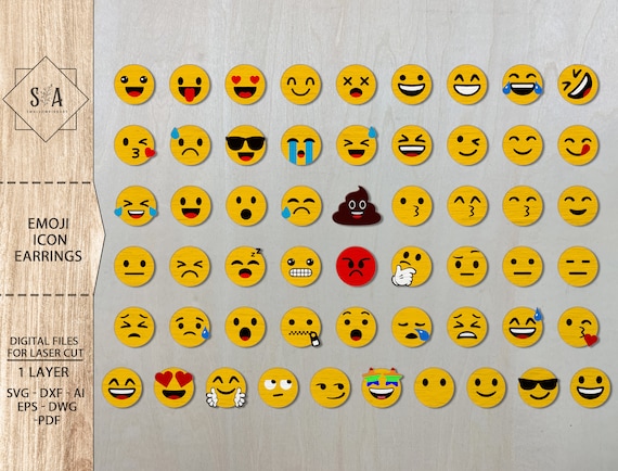 Emoji Stud Earrings Bundle SVG Icon Stud Earrings laser - Etsy