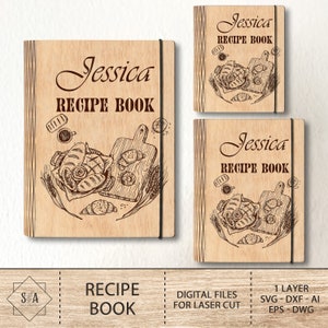 Personalized Recipe Book Binder Svg, Wooden Cookbook Recipes Laser Cut ...