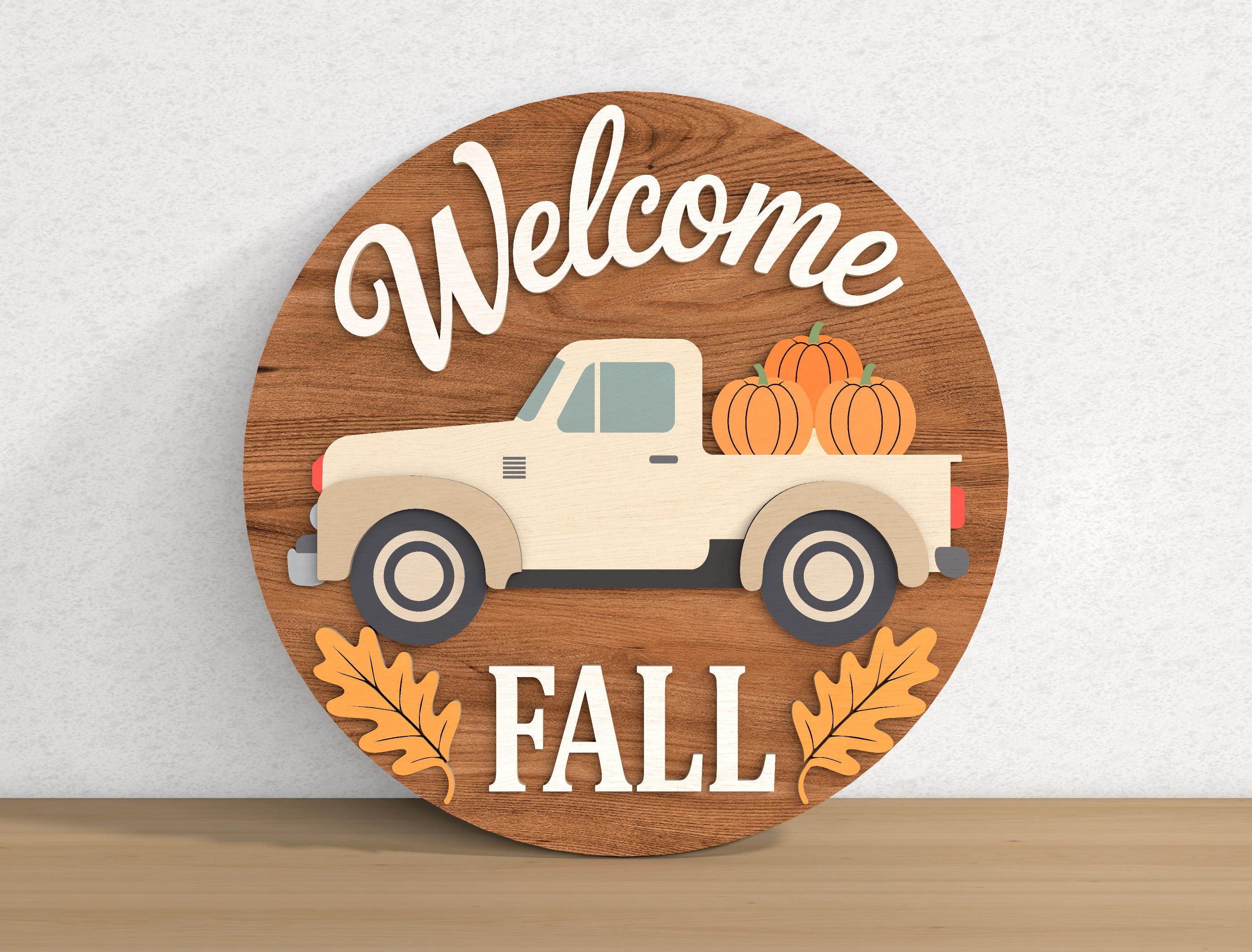 Fall Door Hanger SVG Bundle, Hello Fall Welcome Sign Laser Cut Files ...