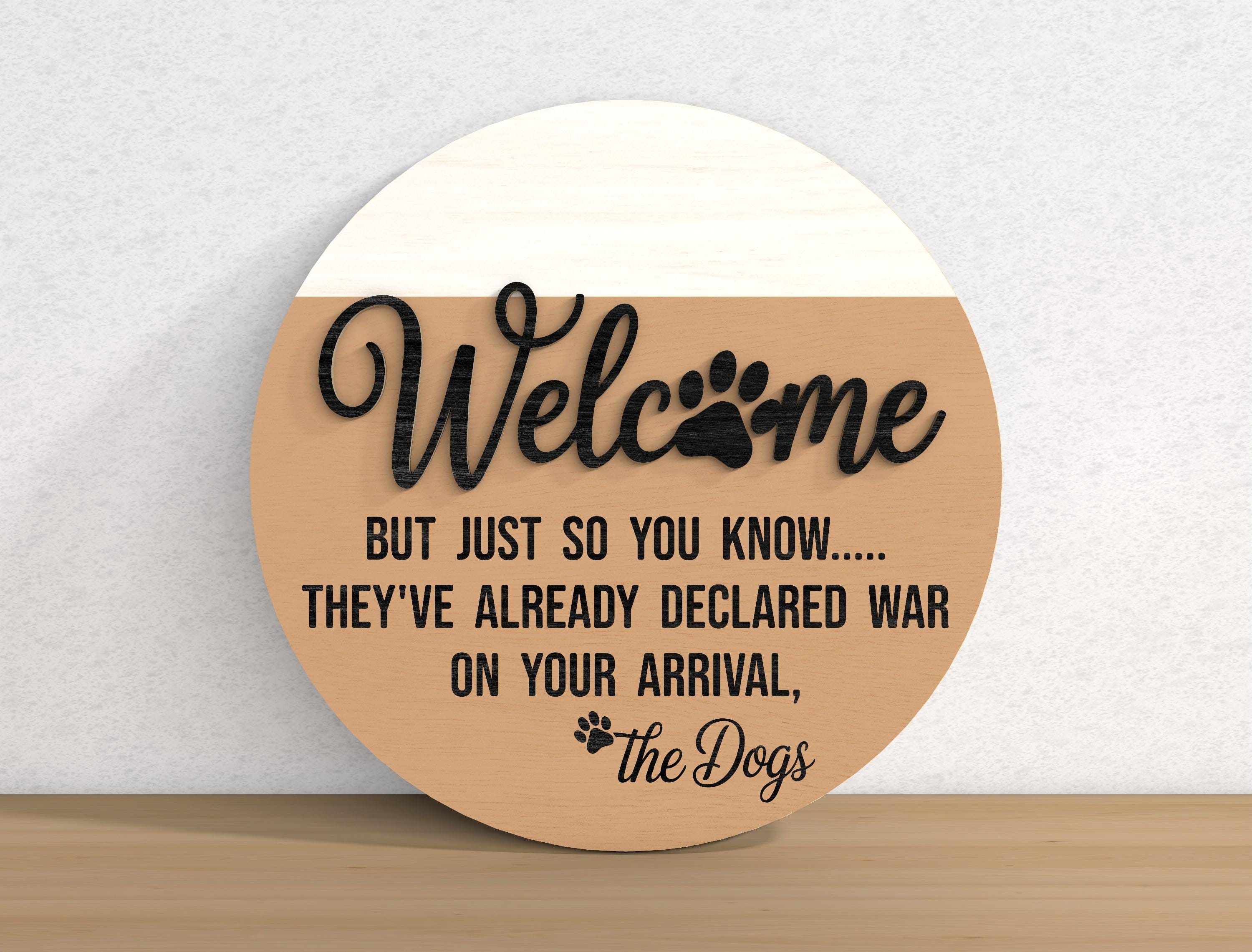 Dog Welcome Sign Laser Cut Bundle - Funny Pet Door SVG Files for Cricut ...