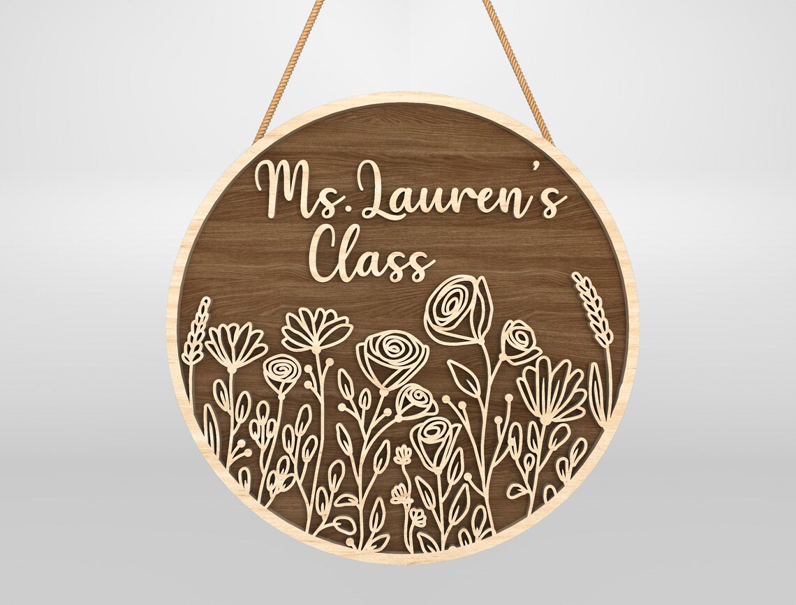 Personalized Teacher's Day Class Room Sign Floral Door Svg, Custom ...