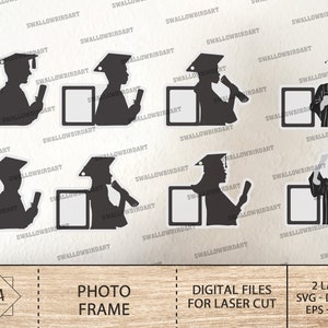 Graduation Photo Frame Bundle Svg, Graduation Photo Frame Glowforge ...
