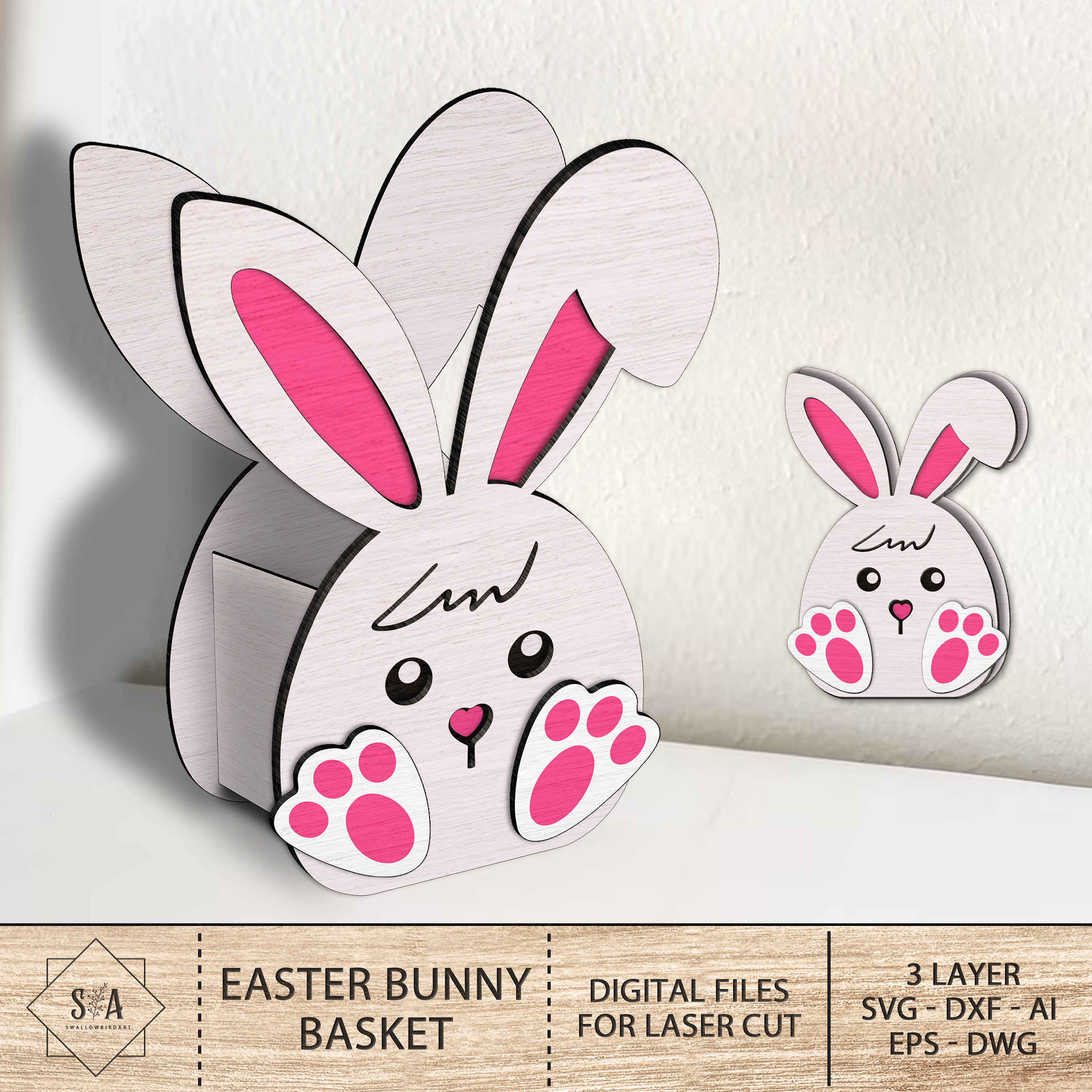 Easter Bunny Basket Bundle Svg,easter Bunny Design for Laser Cut ...