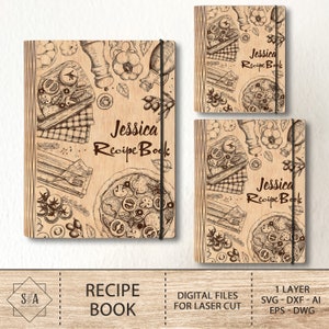 Personalized Recipe Book Binder Svg, Wooden Cookbook Recipes Laser Cut ...