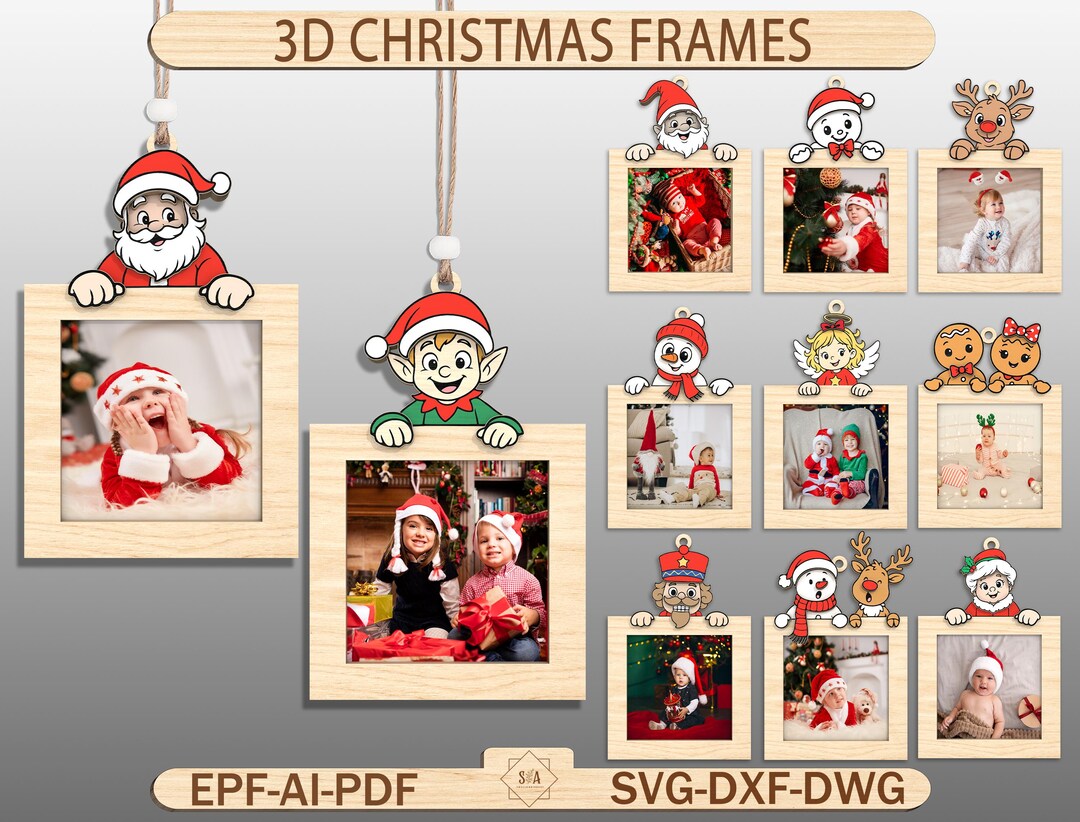 3D Christmas Frames, My First Christmas, Xmas Tree Picture Frame ...