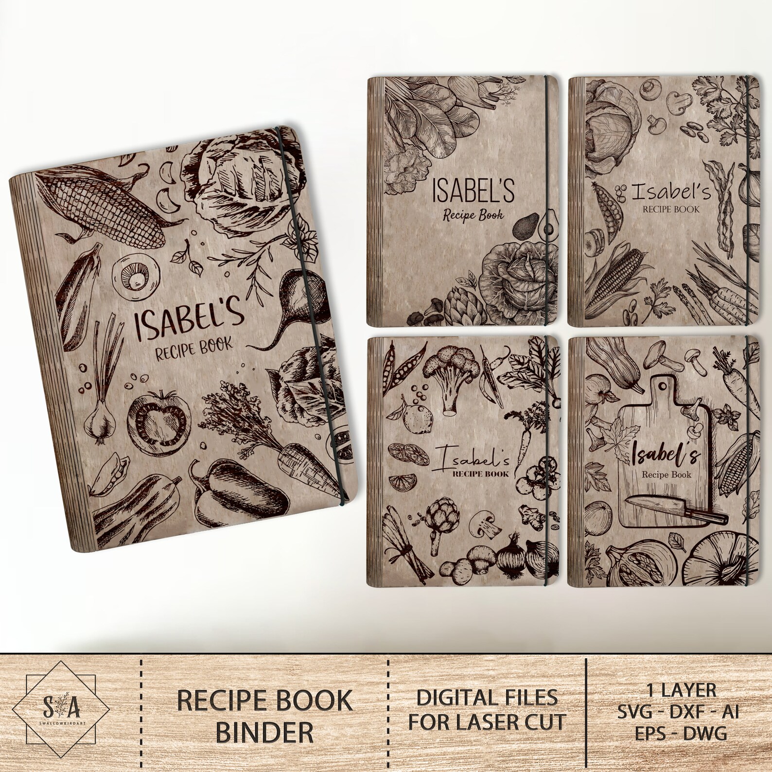 Bundle 70+ Designs Wooden Recipes Book Svg,wooden Cookbook Recipes ...