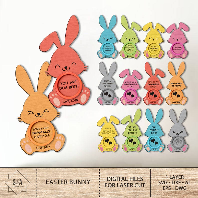 Bundle Play Doh Bunny Easter Svg, Easter Laser Cut Files ,playdoh Tags ...