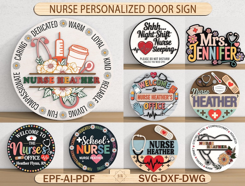 Nurse Door Sign Laser Cut Files Svg Bundle, Personalized Nurse Office ...