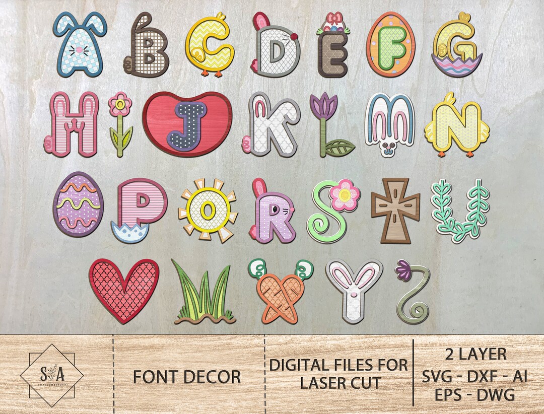 Easter Alphabet Bundle SVG ,easter Alphabet Laser Cut Files ,letter ...