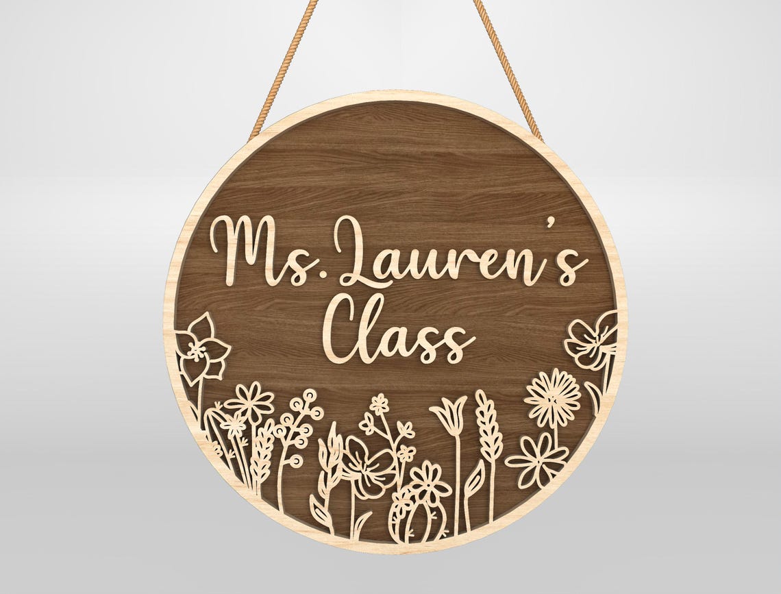 Personalized Teacher's Day Class Room Sign Floral Door Svg, Custom ...