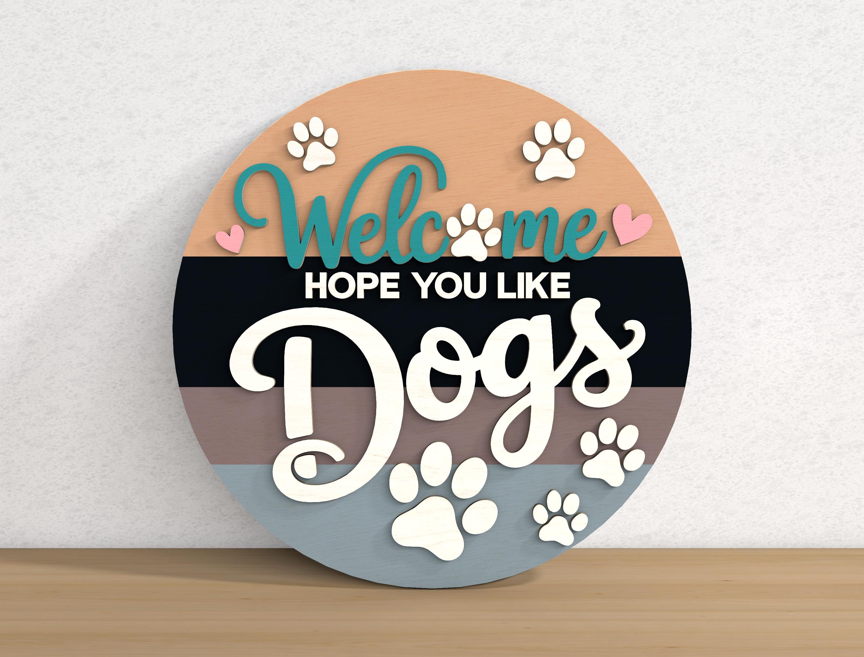 Dog Welcome Sign Laser Cut Bundle - Funny Pet Door SVG Files for Cricut ...