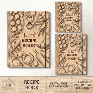 Personalized Recipe Book Binder Svg, Wooden Cookbook Recipes Laser Cut ...