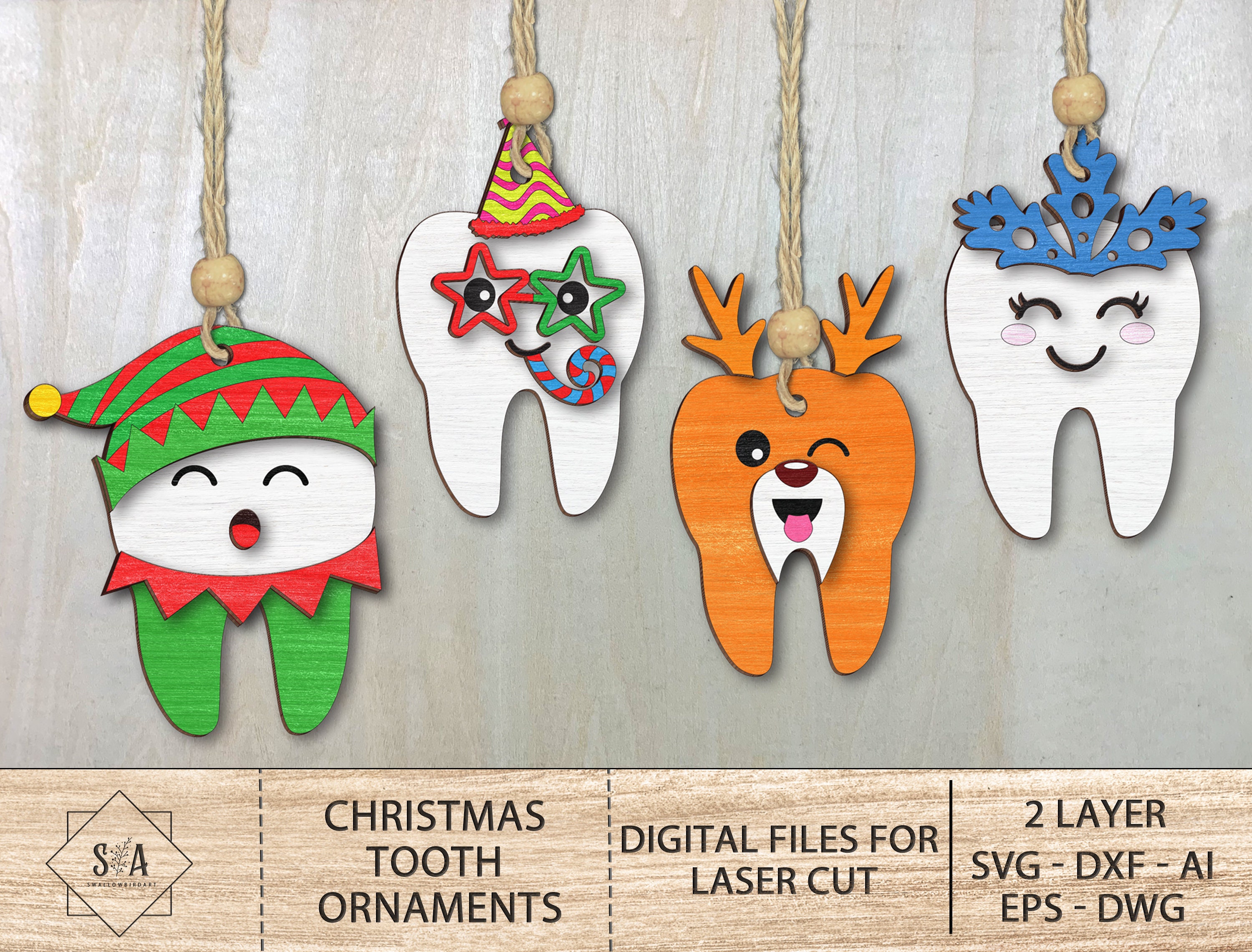 Christmas Tooth Ornaments Bundle SVG, Funny Ornaments , Christmas ...