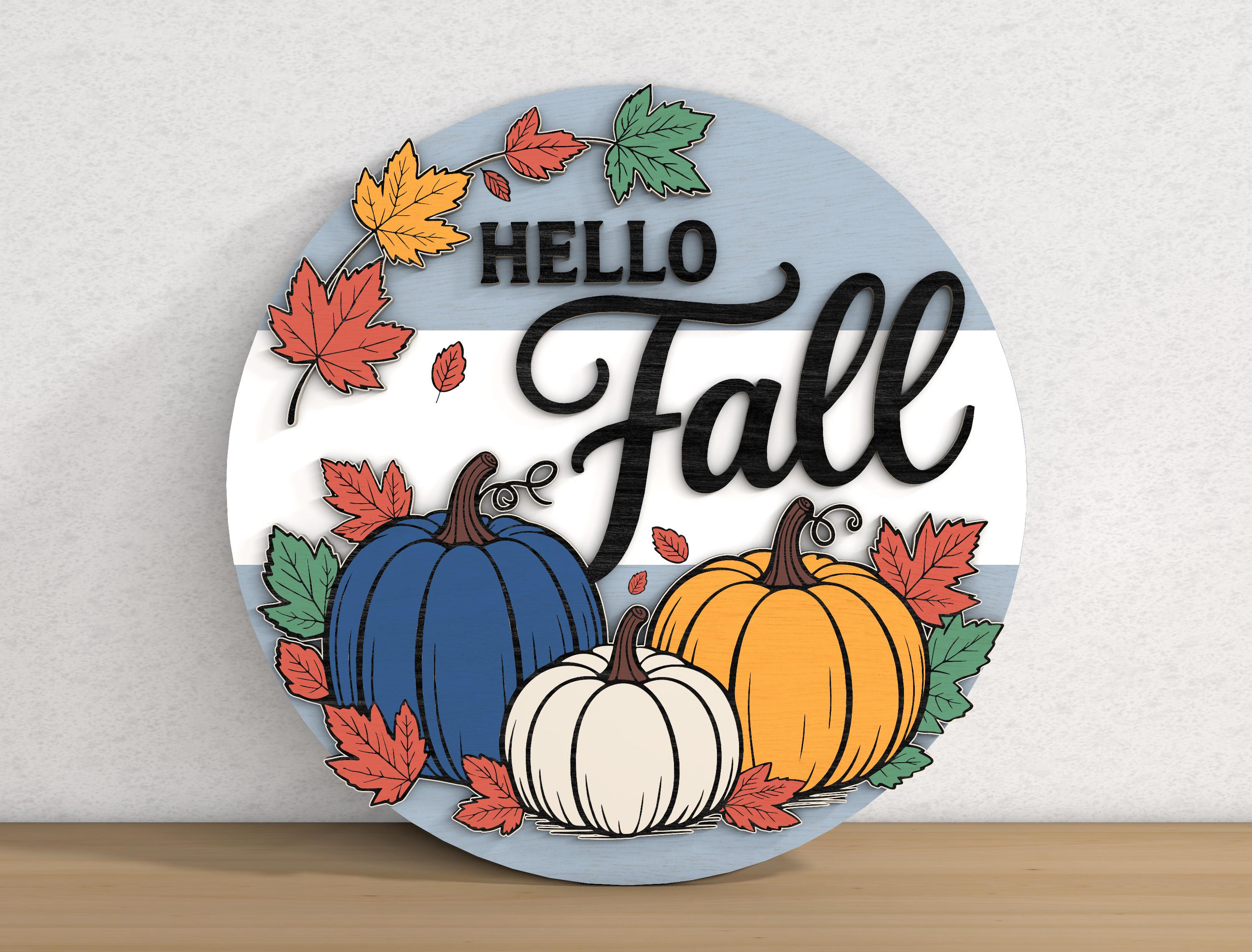 Fall Door Hanger SVG Bundle, Autumn Round Sign Laser Cut Files ...