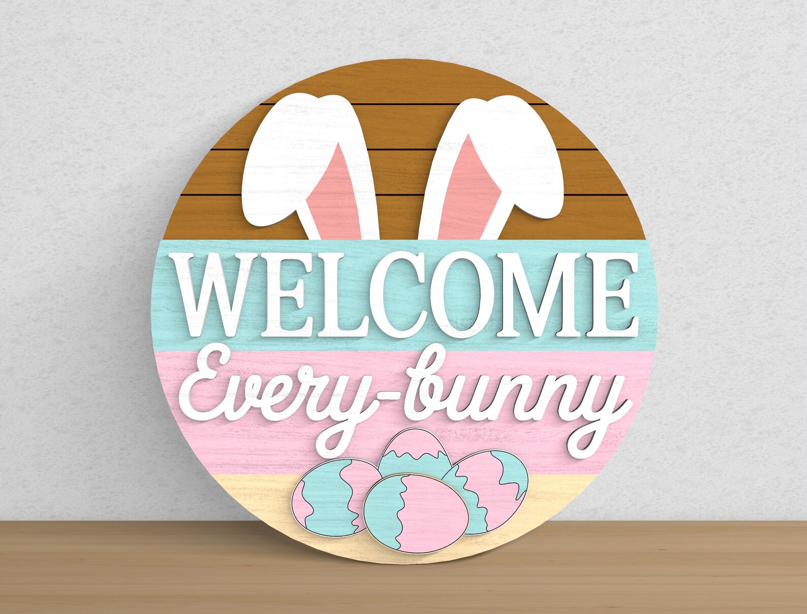Easter Bunny Welcome Sign Bundle SVG, Layered Round Easter Signs ...
