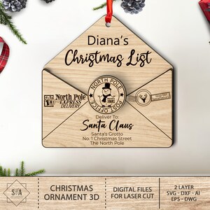 Letter to Santa Envelope Ornament SVG Bundle, Dear Santa Ornament Svg ...