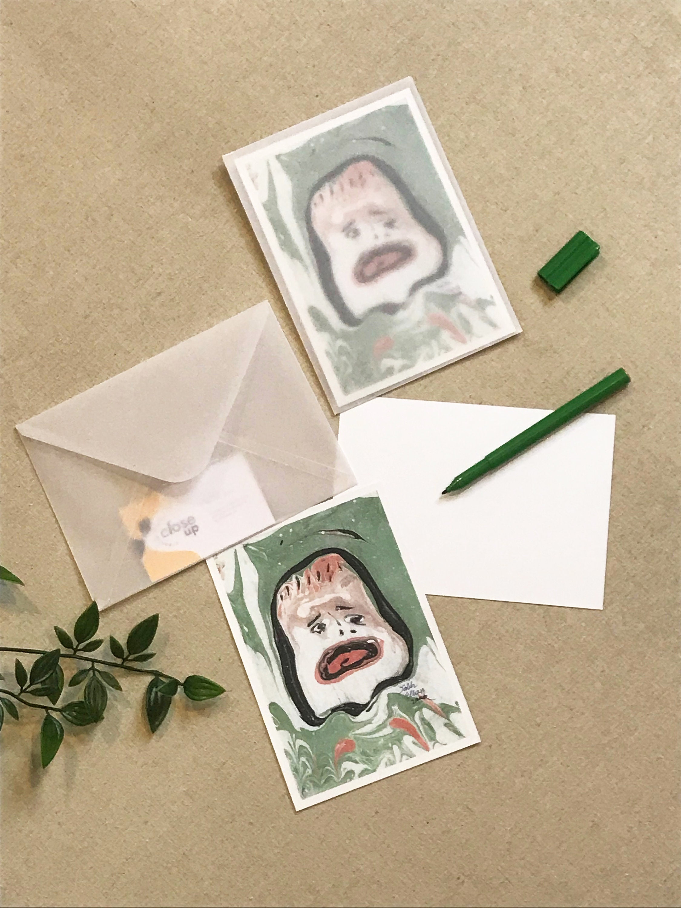 Art Print - 'crying Baby Man' Traditional Turkish Marbling Abstract ...