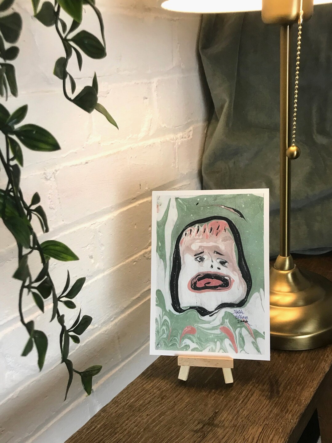 Art Print - 'crying Baby Man' Traditional Turkish Marbling Abstract ...