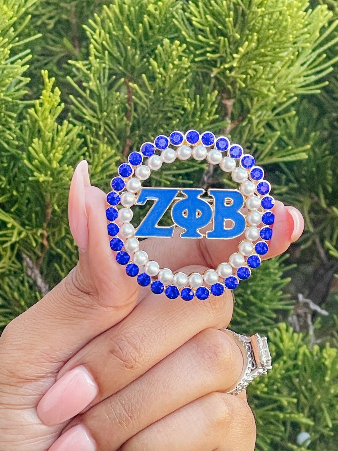 Pearl Blue Crystal Sorority Brooch Pin Zeta Phi Beta 1920 - Etsy