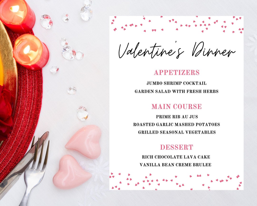 Valentine's Dinner Menu | Editable Valentine's Day Menu Card | Instant ...