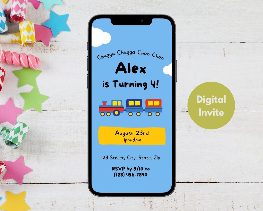 Train Birthday Invitation | Train Themed Party Invite | Choo Choo Train ...