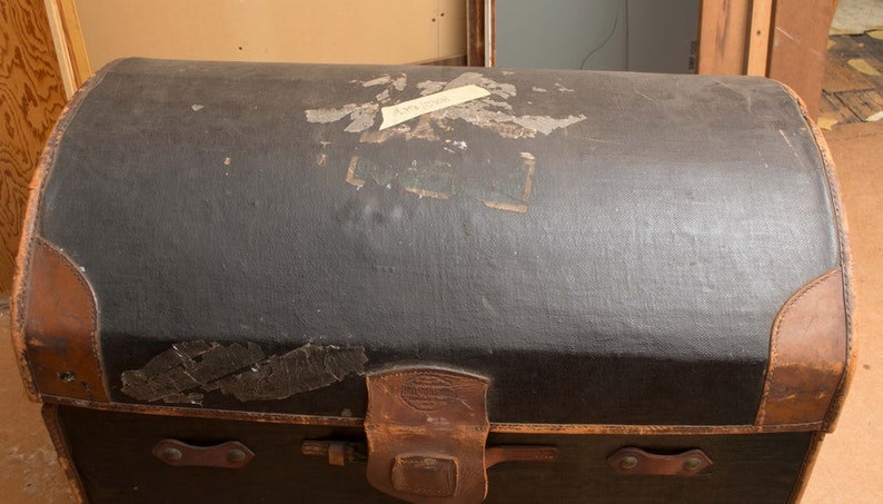 SS Cymric Steamship White Star Line Trinket Dome Trunk With Labels ...