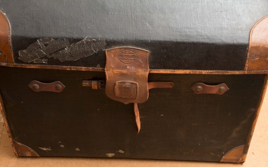 SS Cymric Steamship White Star Line Trinket Dome Trunk With Labels ...