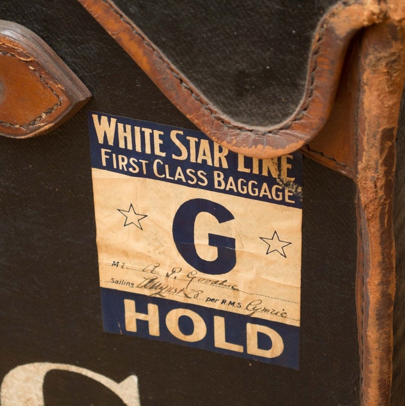 SS Cymric Steamship White Star Line Trinket Dome Trunk With Labels ...