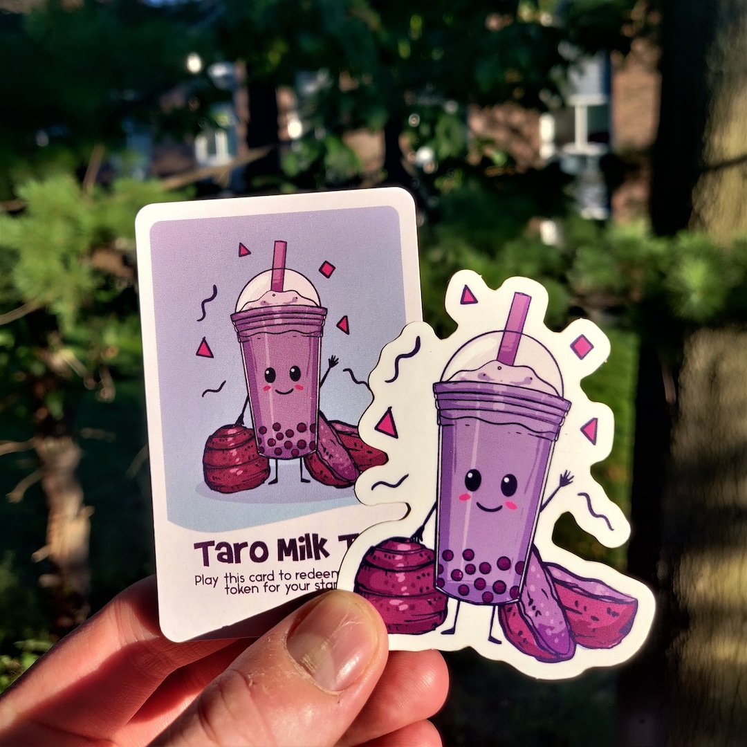 Taro Milk Tea Boba Character Sticker | Waterproof and Scratch Resistant ...