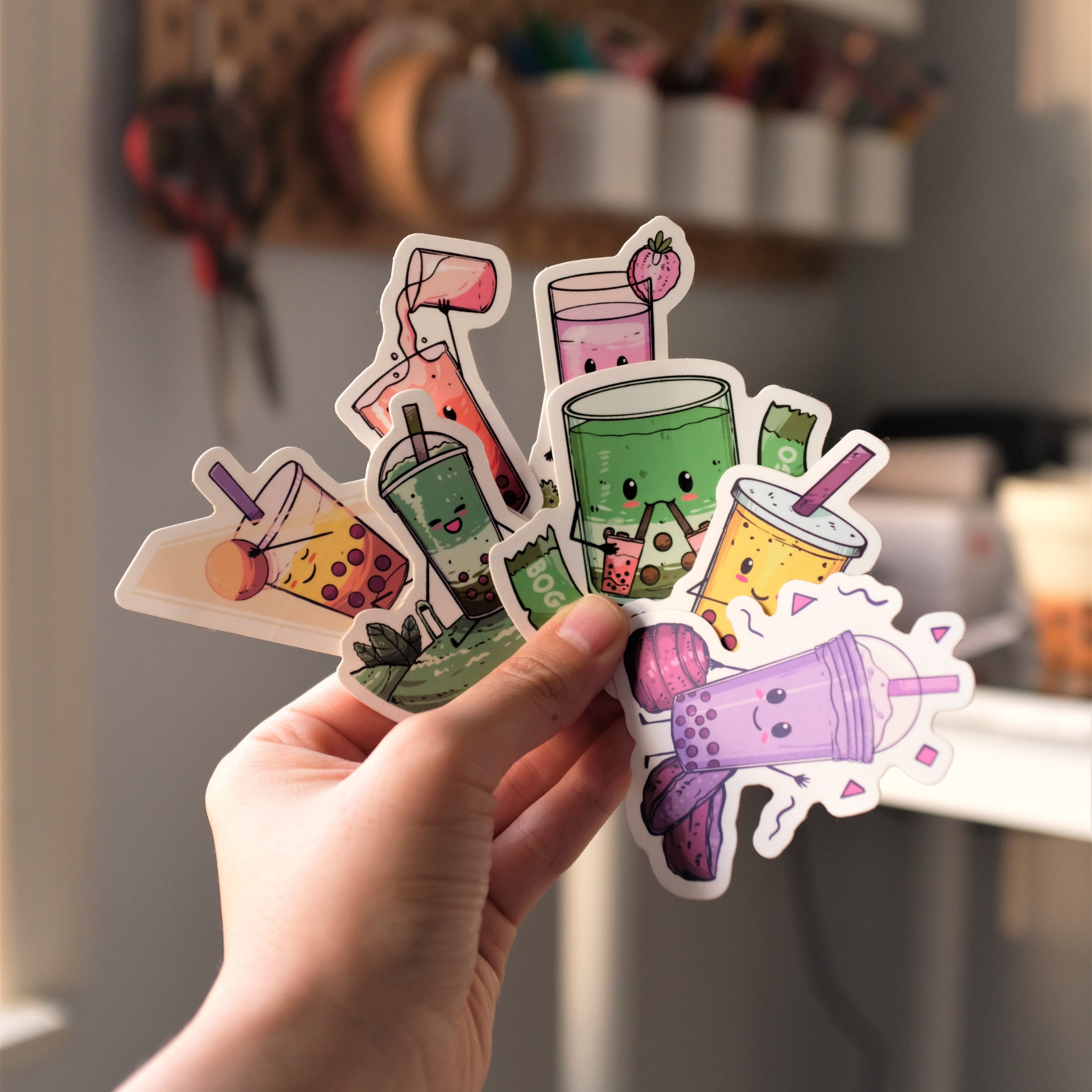 Taro Milk Tea Boba Character Sticker | Waterproof and Scratch Resistant ...