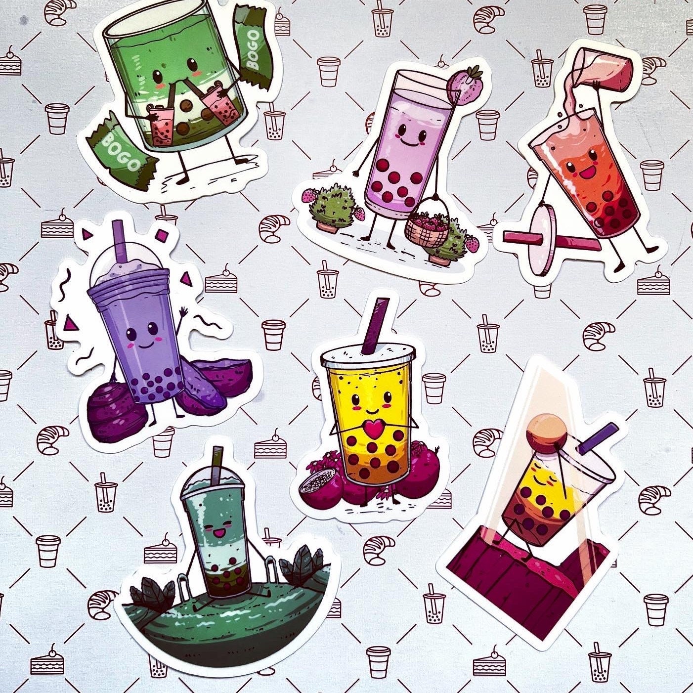 Taro Milk Tea Boba Character Sticker | Waterproof and Scratch Resistant ...