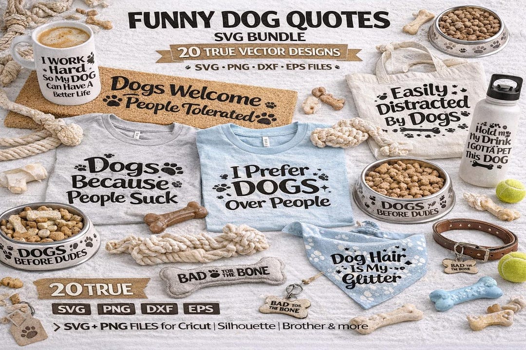 Funny Dog Quotes SVG Bundle | 20 Vector Designs for Cricut - Etsy