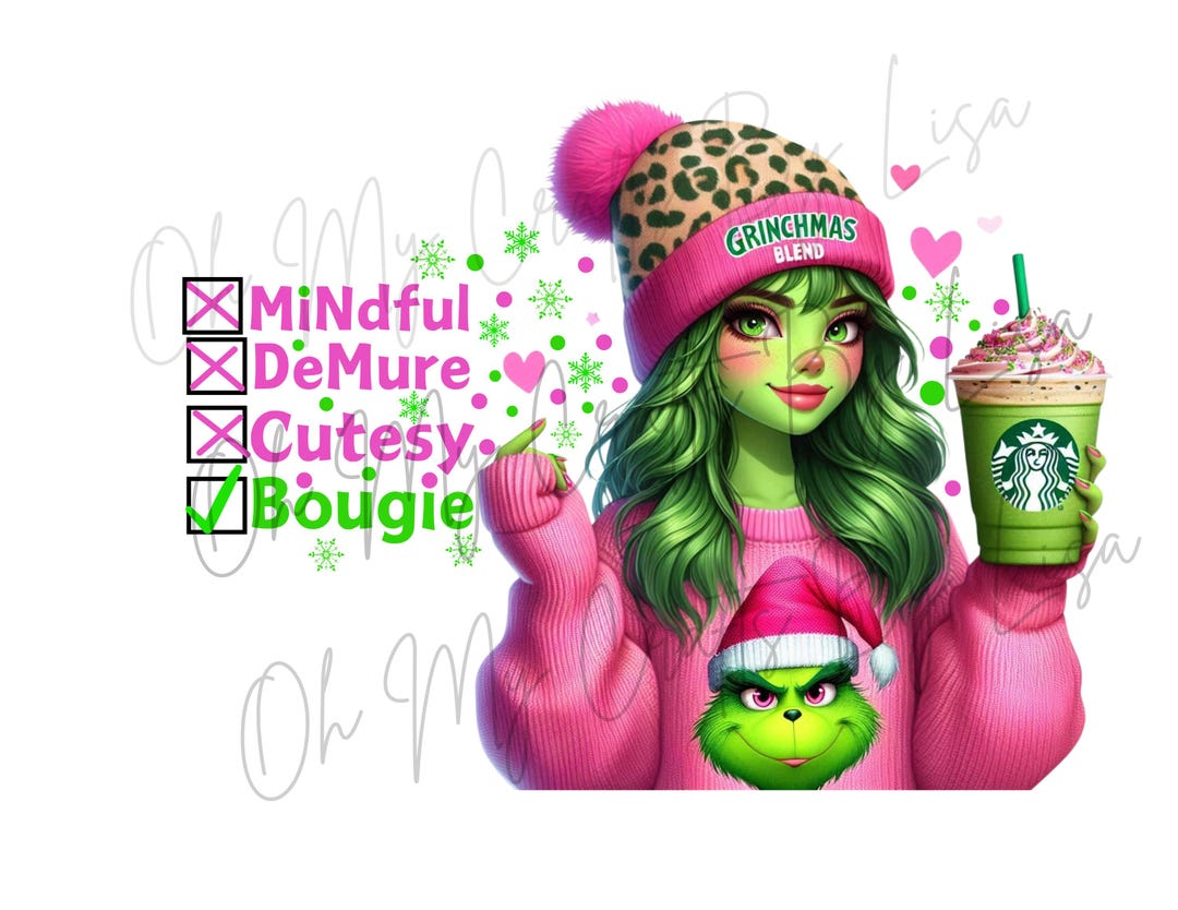 Pink Mindful Demure Cutesy Bougie Png, Christmas Design, Instant ...