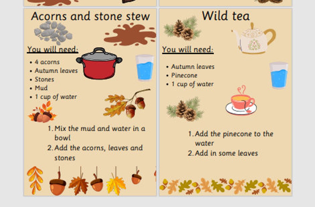 Autumn Mud Kitchen Recipes - Etsy