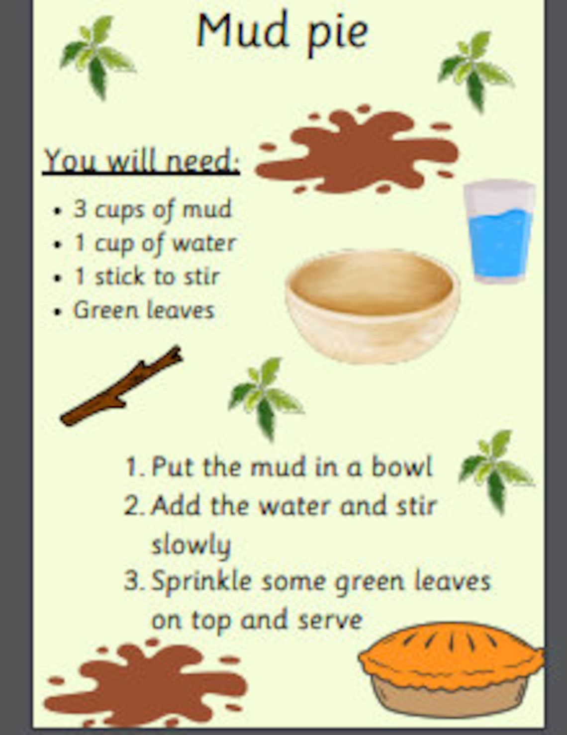 Spring Mud Kitchen Recipe Set of 6 Cards - Etsy UK