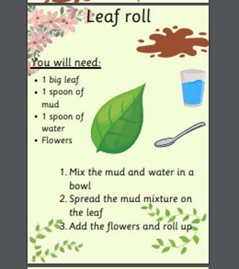 Spring Mud Kitchen Recipe Set of 6 Cards - Etsy