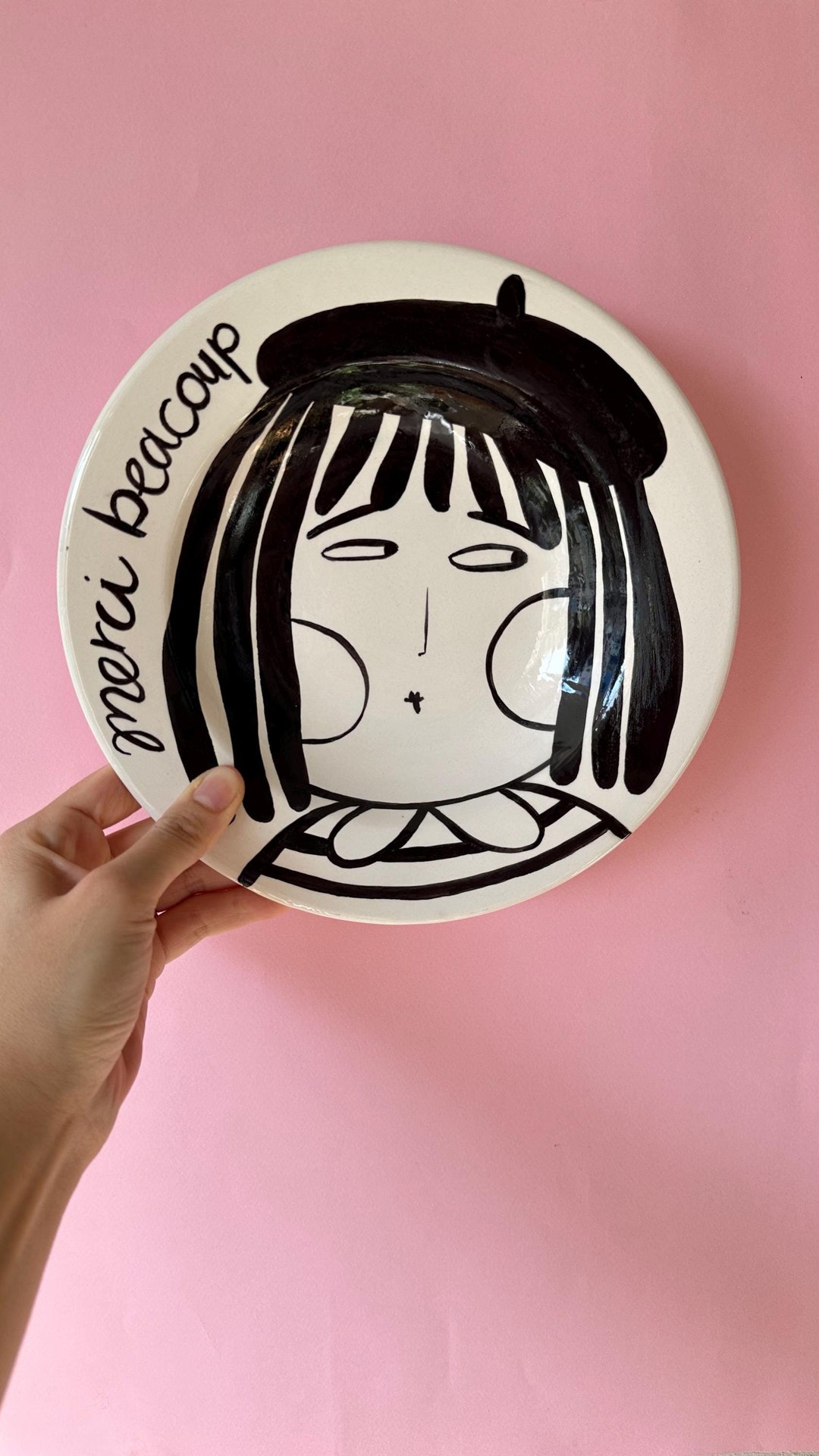 Merci Beaucoup Deep Plate Handmade Glazed Ceramic Wall Decoration ...
