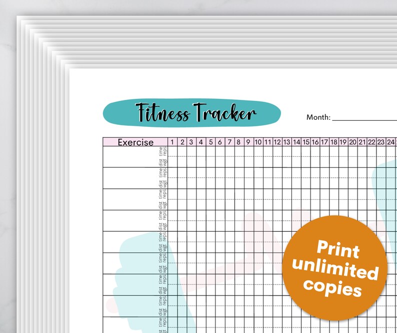 Fitness Tracker | Printable | Instant Download | Daily | Weekly ...