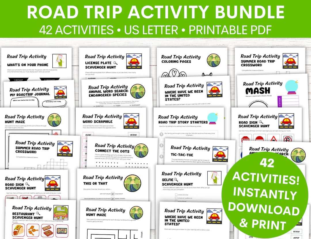Kids Road Trip Activity & Games Bundle for Toddlers, Teens, Tweens ...