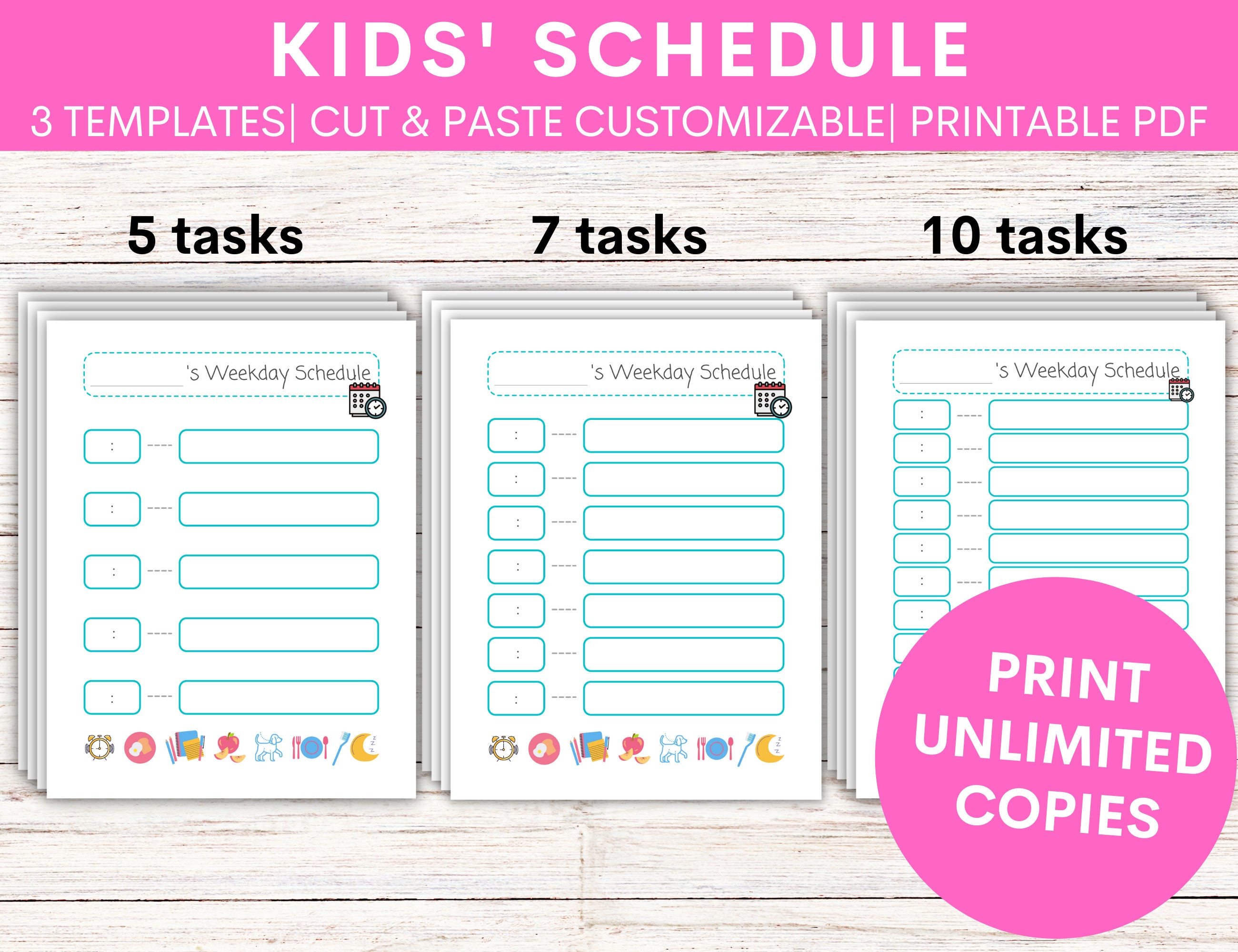 Children's Schedule | Kids' Schedule | Cut and Paste Customizable ...