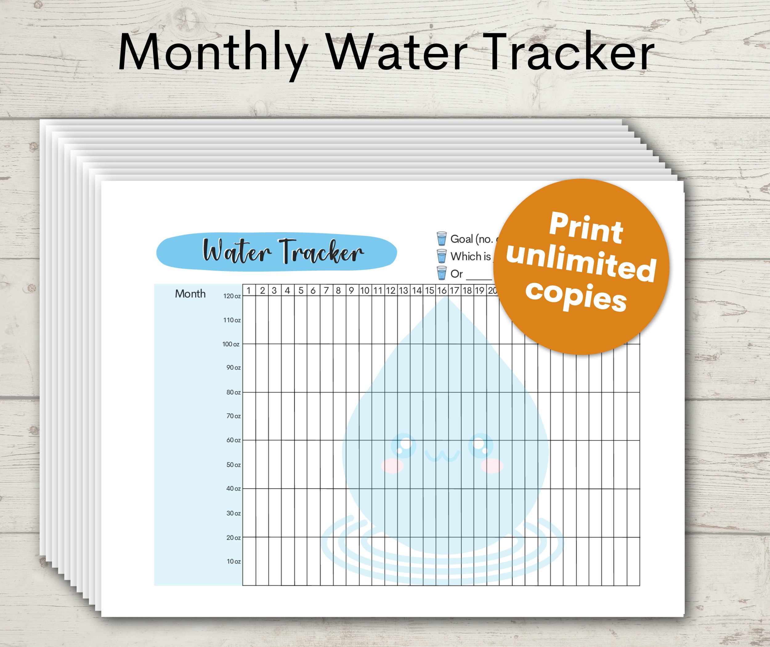 Colorful Water Tracker Printable Instant Download Daily | Etsy