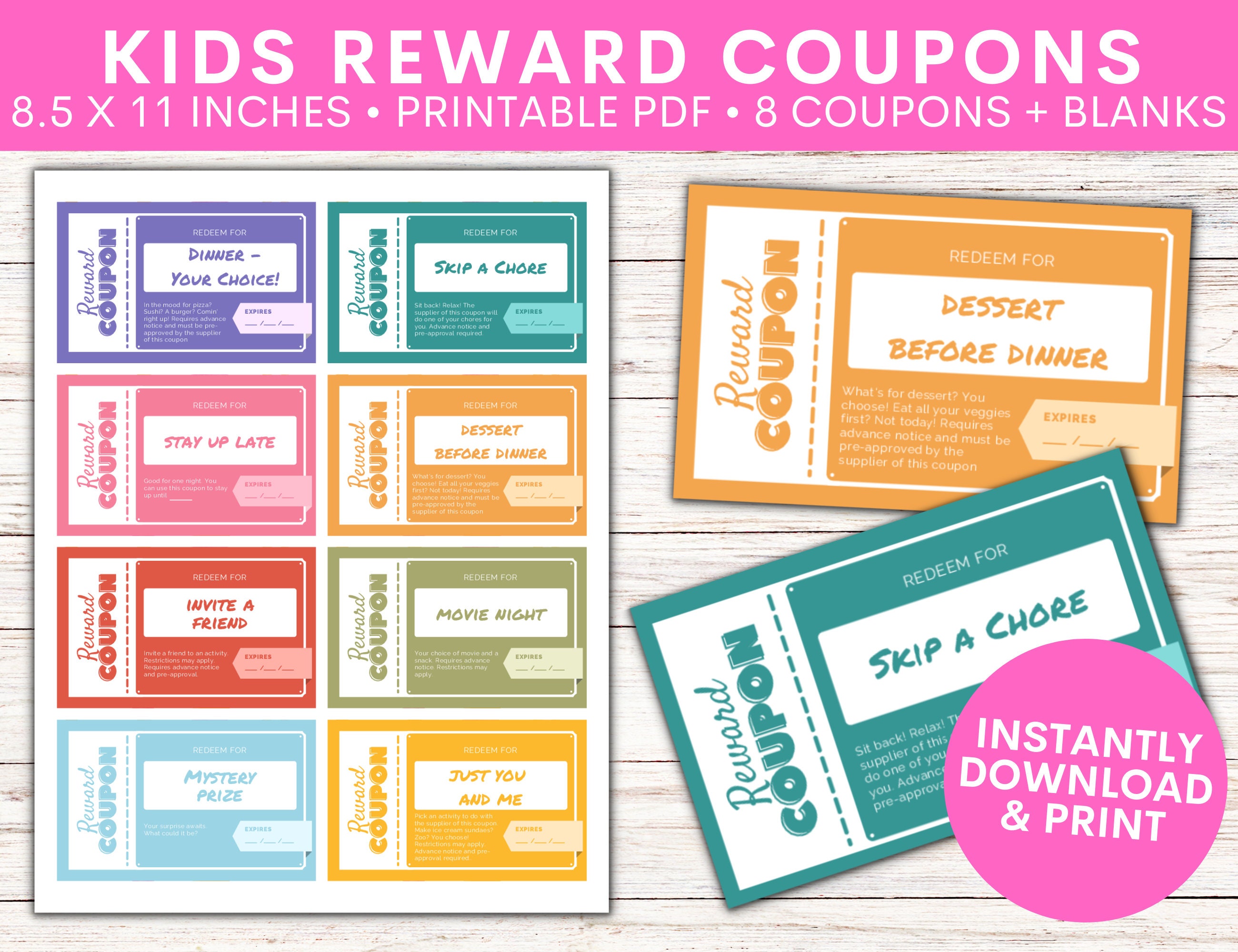 Kids Reward Gift Coupons | Printable | Children’s Voucher | Birthday ...