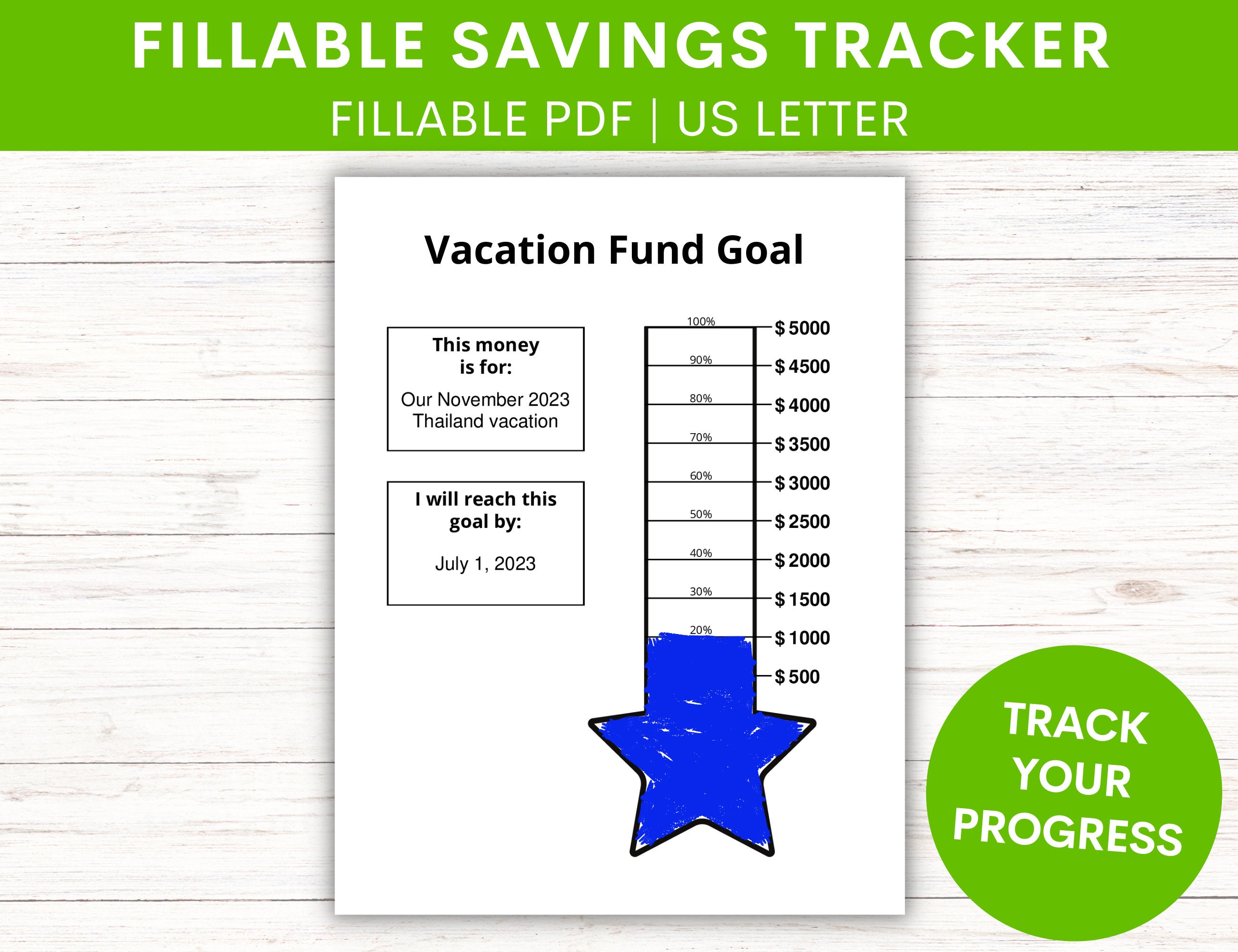Fillable Savings or Fundraiser Tracker Printable PDF | for Kids Teens ...