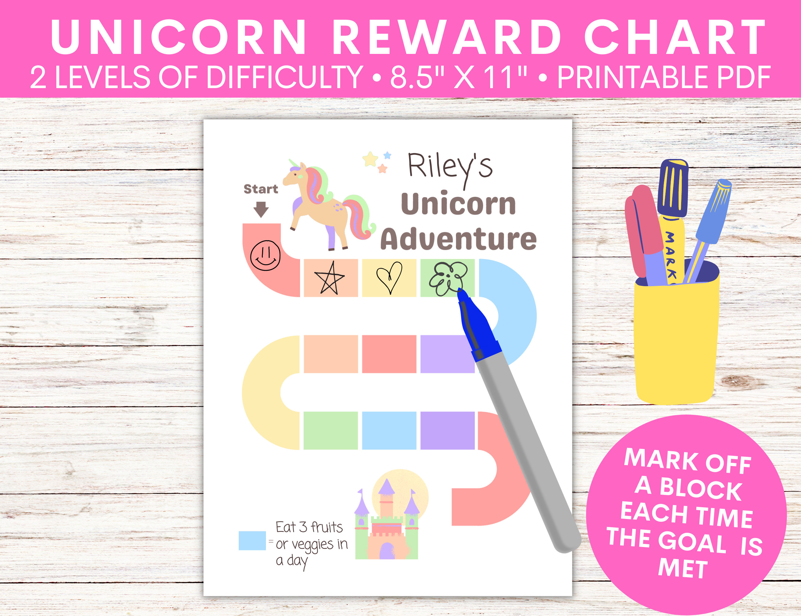 Unicorn Kids Reward Chart | Children's Reward Chart | Toddlers Good ...