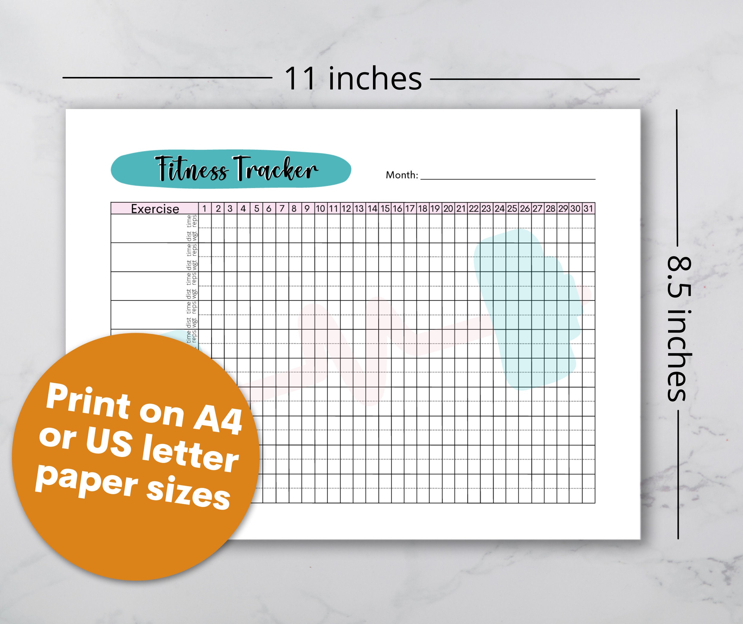Fitness Tracker | Printable | Instant Download | Daily | Weekly ...