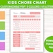 Customizable Kids Chore Chart With Point System | Fillable, Editable ...