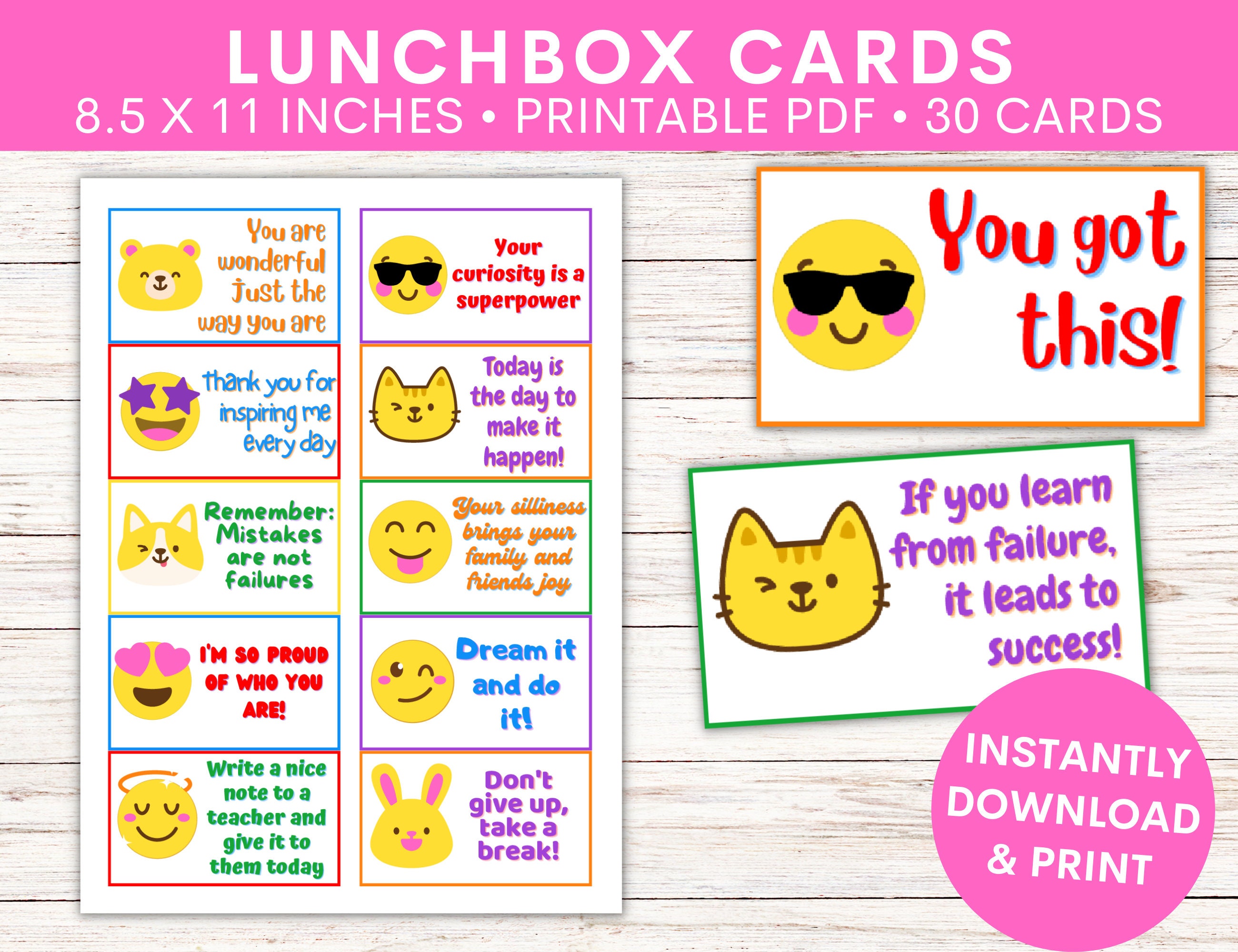 Lunchbox Notes for Kids | Positive Lunch Box Cards | Colorful Inspiring ...