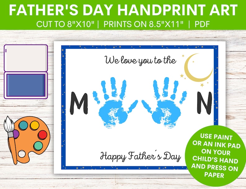 Father's Day Handprint Art Keepsake Templates | Hand Print Craft for ...
