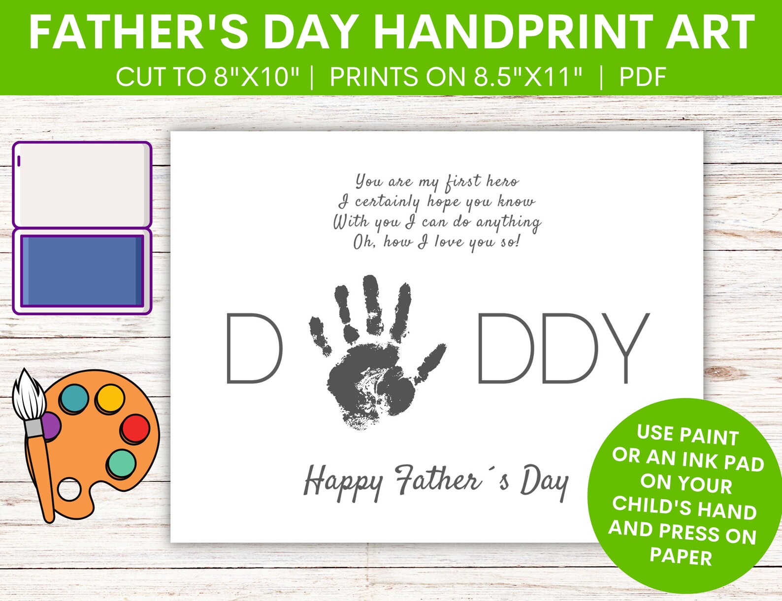 Father's Day Handprint Art Keepsake Templates | Hand Print Craft for ...