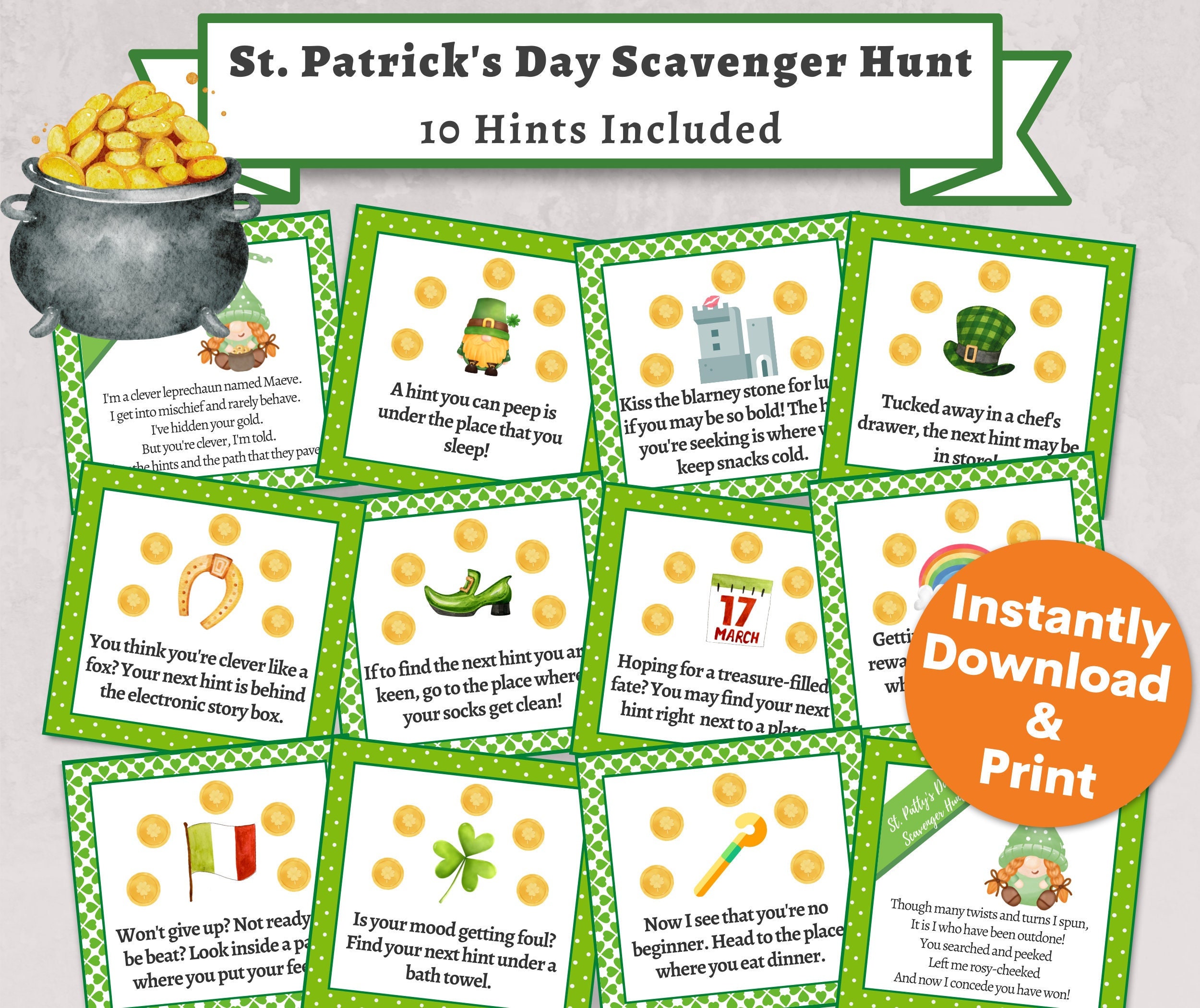 St. Patrick's Day Scavenger Hunt Game for Kids | Printable ...